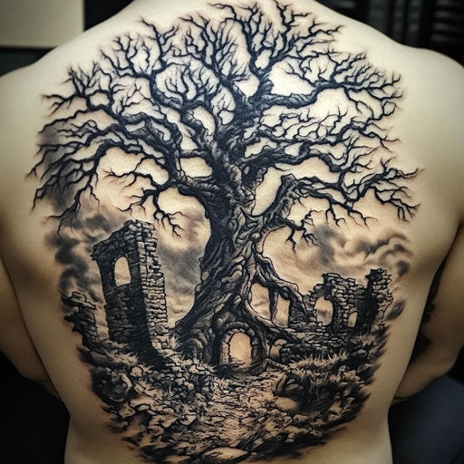 Men's tree tattoos with ancient ruins – IMAGELLA