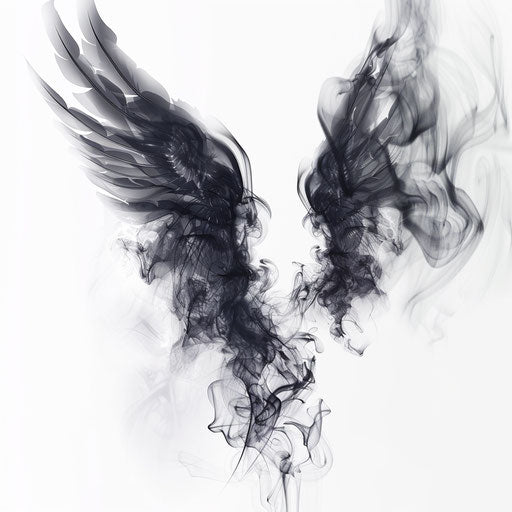 Spectral angel wings in smoke on clean white background – IMAGELLA