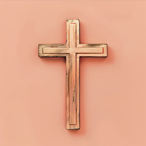 Realistic cross on pastel peach background – IMAGELLA