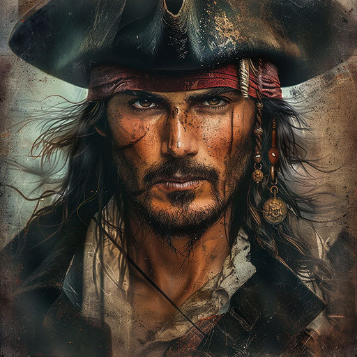 Realistic pirate clipart with vintage filter and random background ...