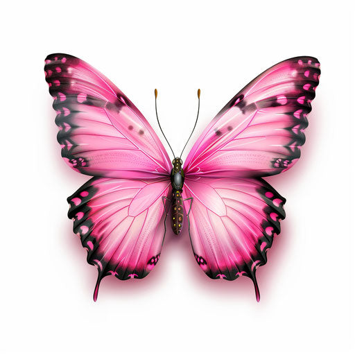Realistic pink butterfly on white flat background, vibrant hues and ...