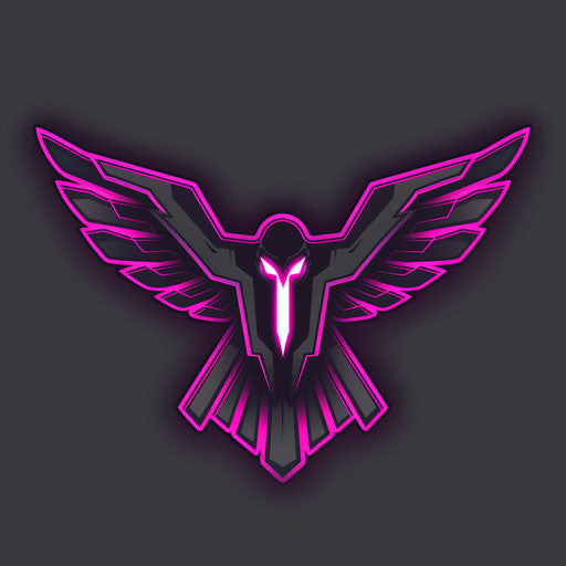 Futuristic eagle logo with neon elements on dark gray background – IMAGELLA