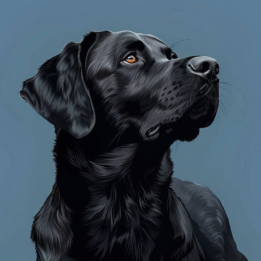Realistic labrador on flat indigo background – IMAGELLA