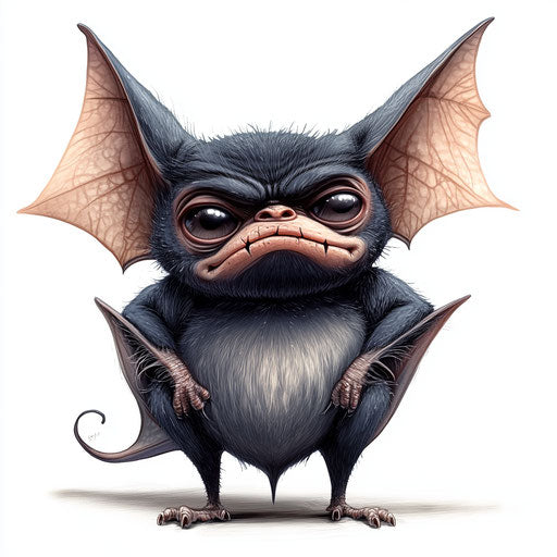 Humorous caricature of a bat with human characteristics – IMAGELLA