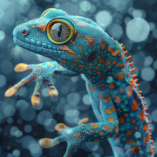 Gecko clipart with flat random background, metallic sheen – IMAGELLA