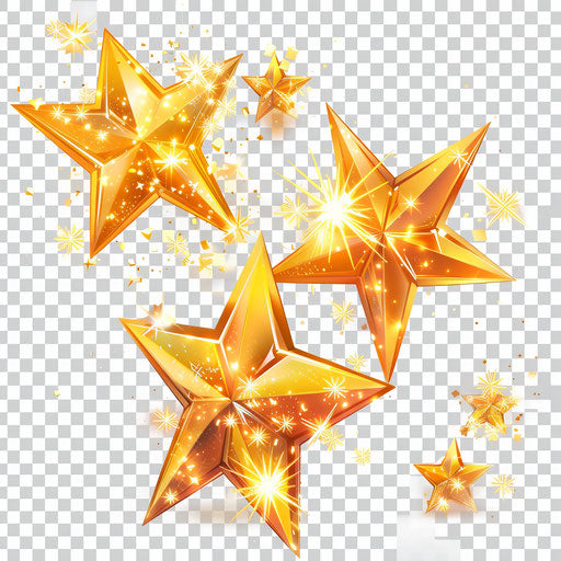 Three golden stars on transparent background, xing xing style, anime ...
