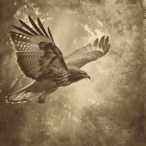 Red hawk bird in an ethereal sepia scene – IMAGELLA