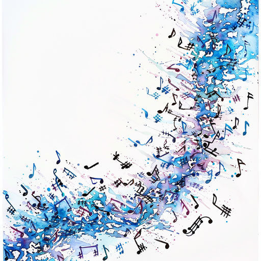 Cascades of small delicate music notes in watercolor – IMAGELLA