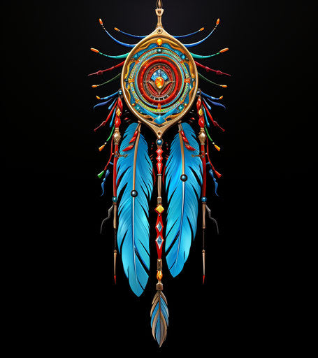 Pluma india con cuentas, estilo neotradicional, intensidad cromática ...