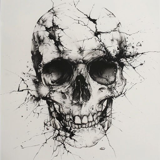 Shattered skull tattoo on pristine white canvas – IMAGELLA