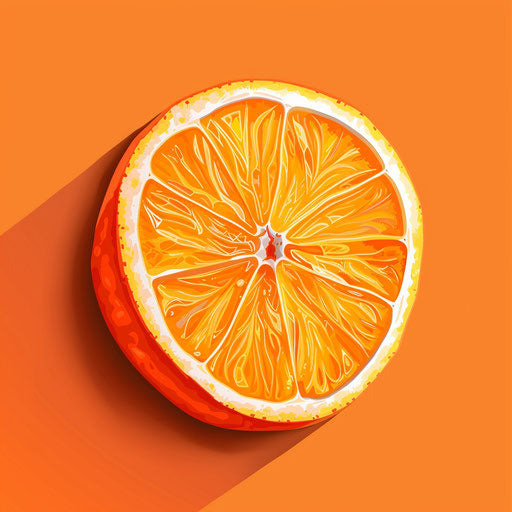 Realistic orange slice on sunset orange background – IMAGELLA