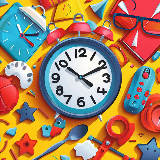 Activity Time Clipart with Flat Random Color Background in Photo ...