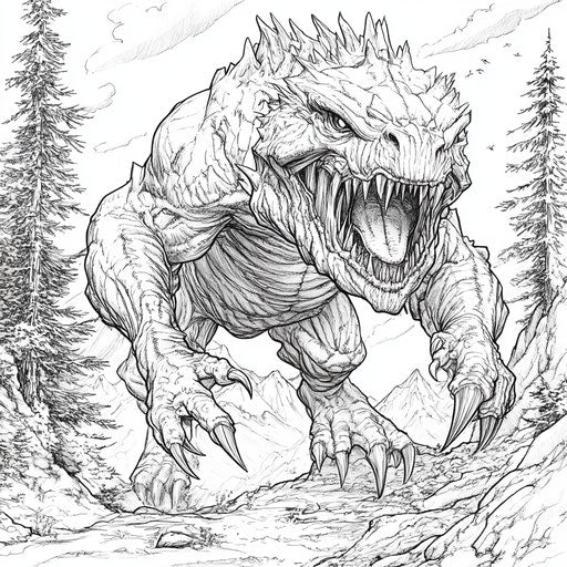 Realistic monster with details and shading, Stephen Wiltshire style ...