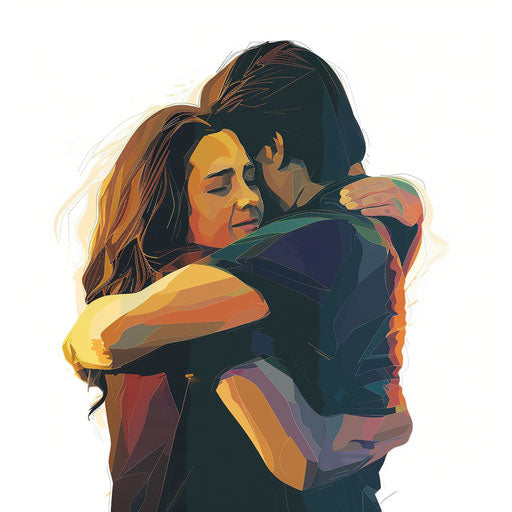 Realistic hug clipart against flat white background with dynamic colors ...