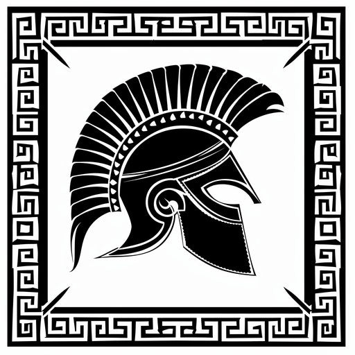 Traditional Greek border surrounding a Spartan helmet – IMAGELLA