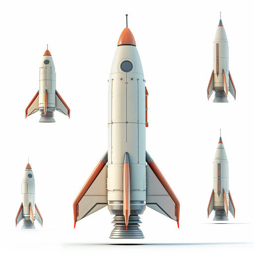 Realistic rocket ship illustration on white background – IMAGELLA