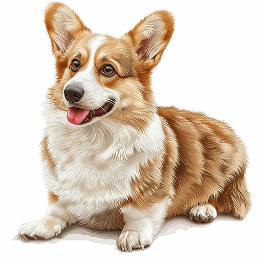 Realistic corgi clipart on white background, dynamic lighting – IMAGELLA