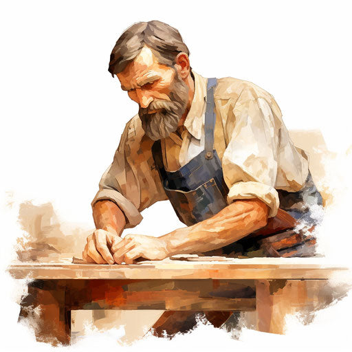 Impressionistic carpenter image on white background – IMAGELLA