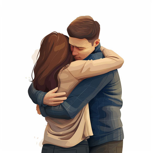 Hug illustration in photo-realistic style on flat white background ...