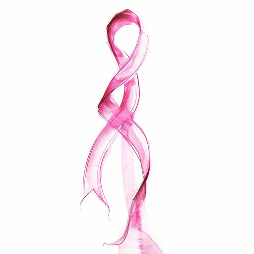 Minimalist small pink ribbon tattoo design on white background – IMAGELLA