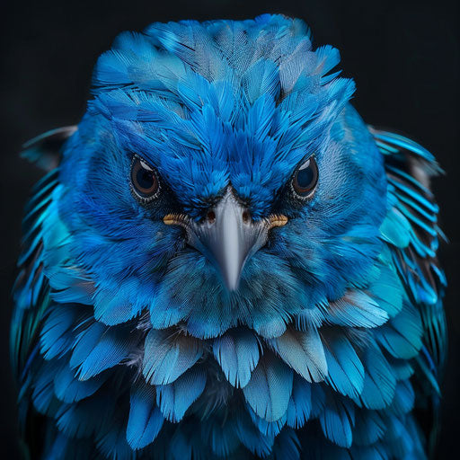 Expressive close-up portrait of a bluebird with detailed feathers ...