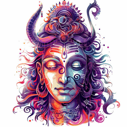 Photo realistic Shiva clipart on flat white background, vibrant hues ...