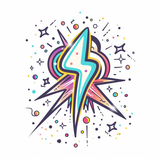 Festive thunderbolt with colorful confetti in clipart style – IMAGELLA