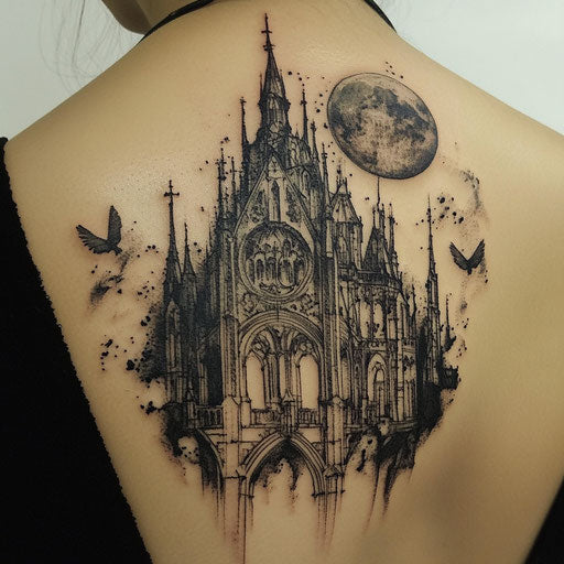 Shoulder tattoos for females with gothic architecture – IMAGELLA