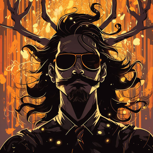 Deer man in black with a messy mustache – IMAGELLA