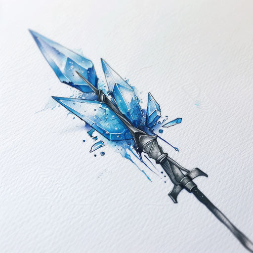 Ice-themed arrow tattoo with crystal-like details and frost effects ...