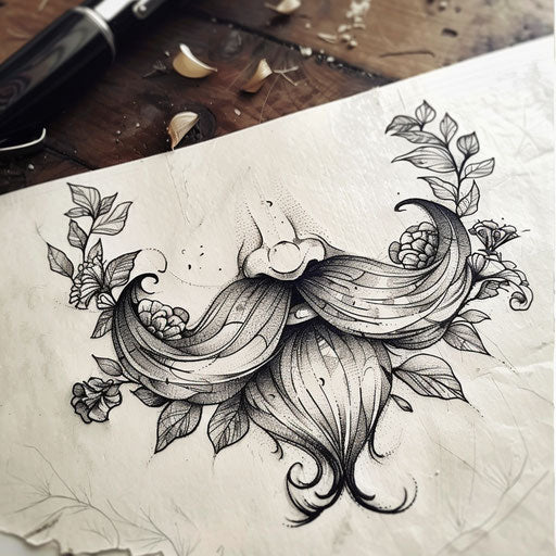 Rustic tattoo sketch of a bushy mustache – IMAGELLA