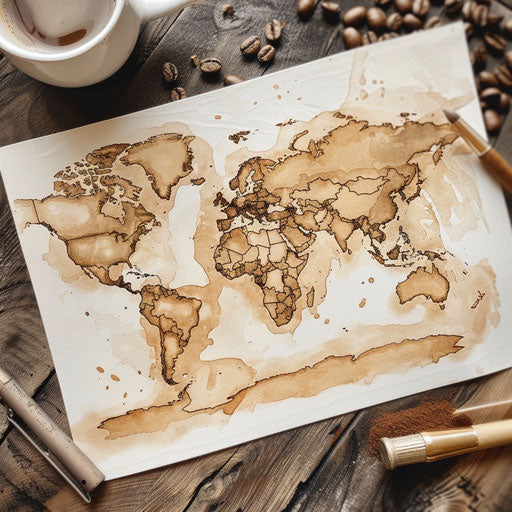Adventurous tattoo sketch of a coffee map of the world – IMAGELLA