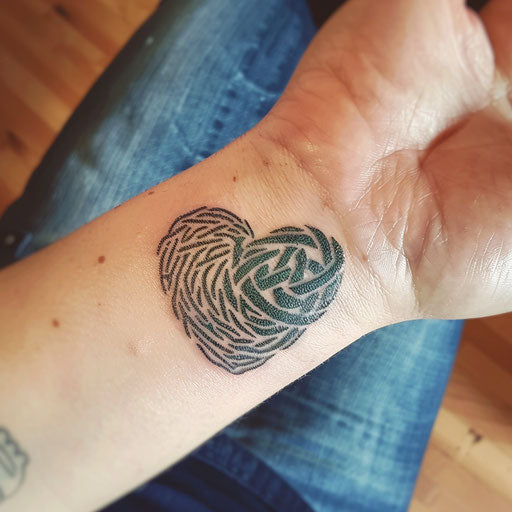 Celtic style fingerprint heart tattoo with knotwork – IMAGELLA