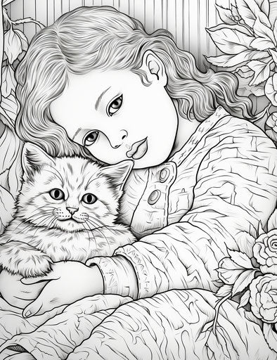 Sharon and kitten coloring pages, nikon l35af style, anthropomorphic ...