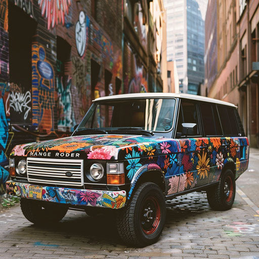 Artistically customized 1980 Range Rover with vibrant street art ...