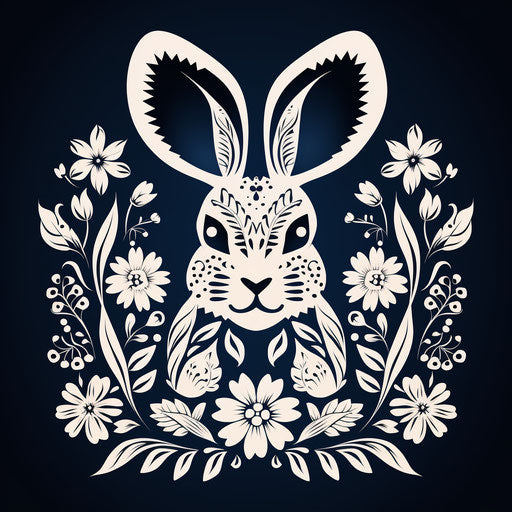 Easter rabbit black and white, Mexican folklore-inspired – IMAGELLA