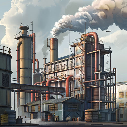 Realistic factory illustration on random flat background – IMAGELLA