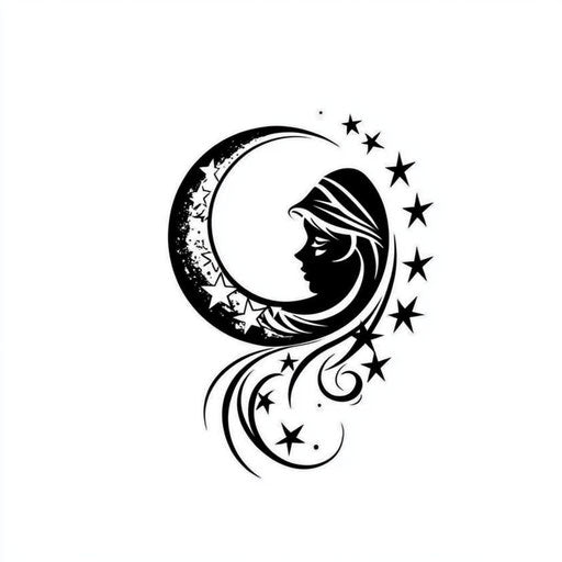 Maternal tattoo with crescent moon and stars – IMAGELLA