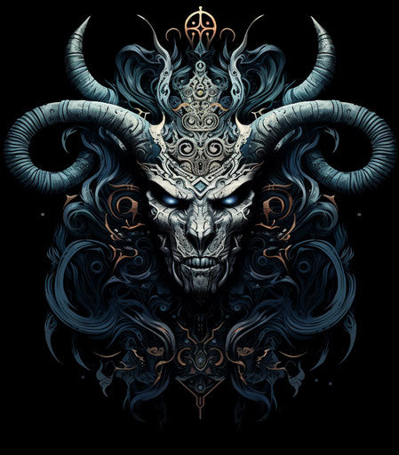 Demon with antlers and triangular horn design – IMAGELLA