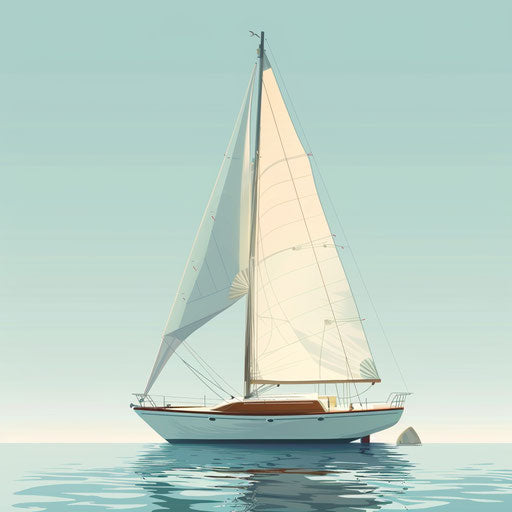 Sailboat in photo realistic style with flat random background – IMAGELLA