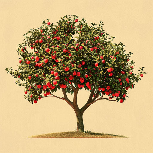 Apple tree in photo realistic style with flat random background ...