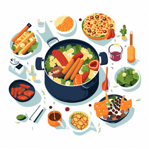 Minimalist style illustration of potluck, on white background – IMAGELLA