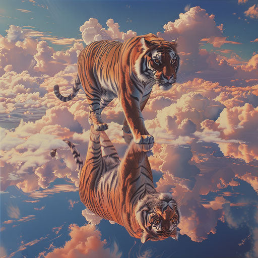Celestial tiger walking on a path of clouds – IMAGELLA
