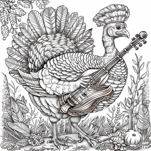 A whimsical turkey playing a musical instrument – IMAGELLA