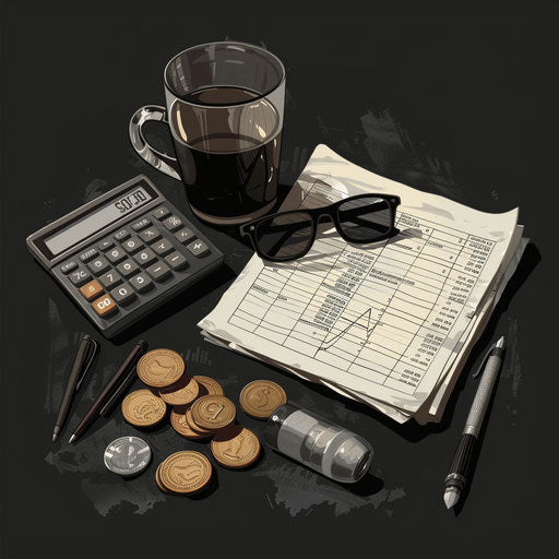 Realistic accounting illustration on dark background emphasizing ...