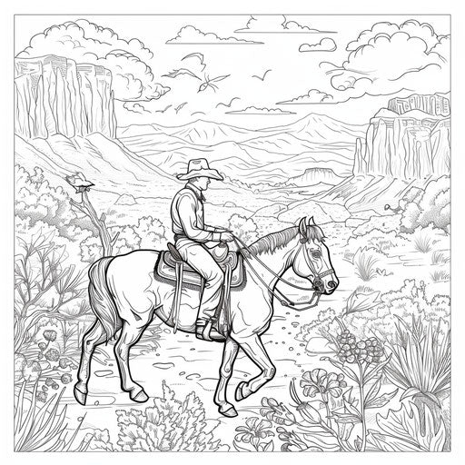 Playful cowboy scene with cute animals in the style of a Teagan White ...