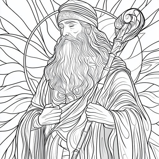 Stylized Moses with abstract patterns, Mindy Sommers style, coloring ...
