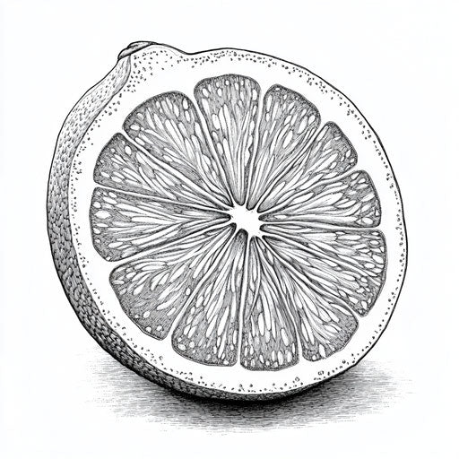 Realistic lemon with details and shading, Stephen Wiltshire style ...