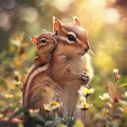 Chipmunk mother with her young, tender and warm – IMAGELLA