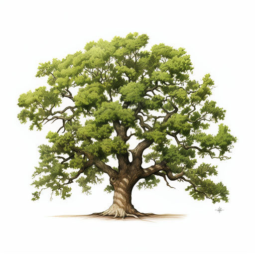 Minimalist-style oak tree illustration, on a white background – IMAGELLA